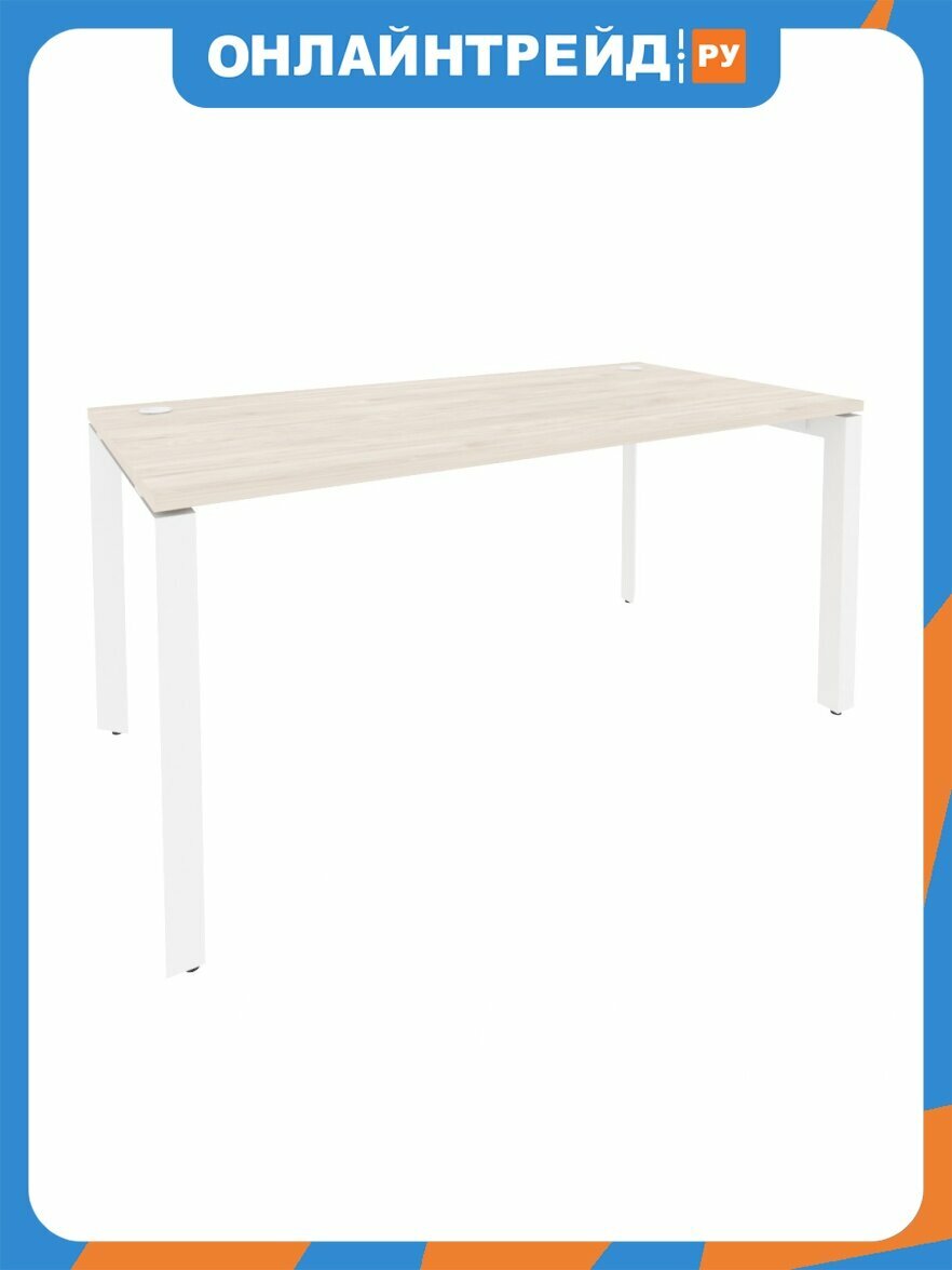 Стол рабочий Riva CHAIR на П-образном м/к O. MP-SP-4.8 Денвер светлый/Белый металл 1580*800*750 Onix