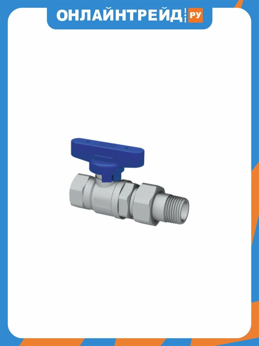 Кран шаровой Far 3/4" ВР - американка, хромированный, (бабочка, син.)
