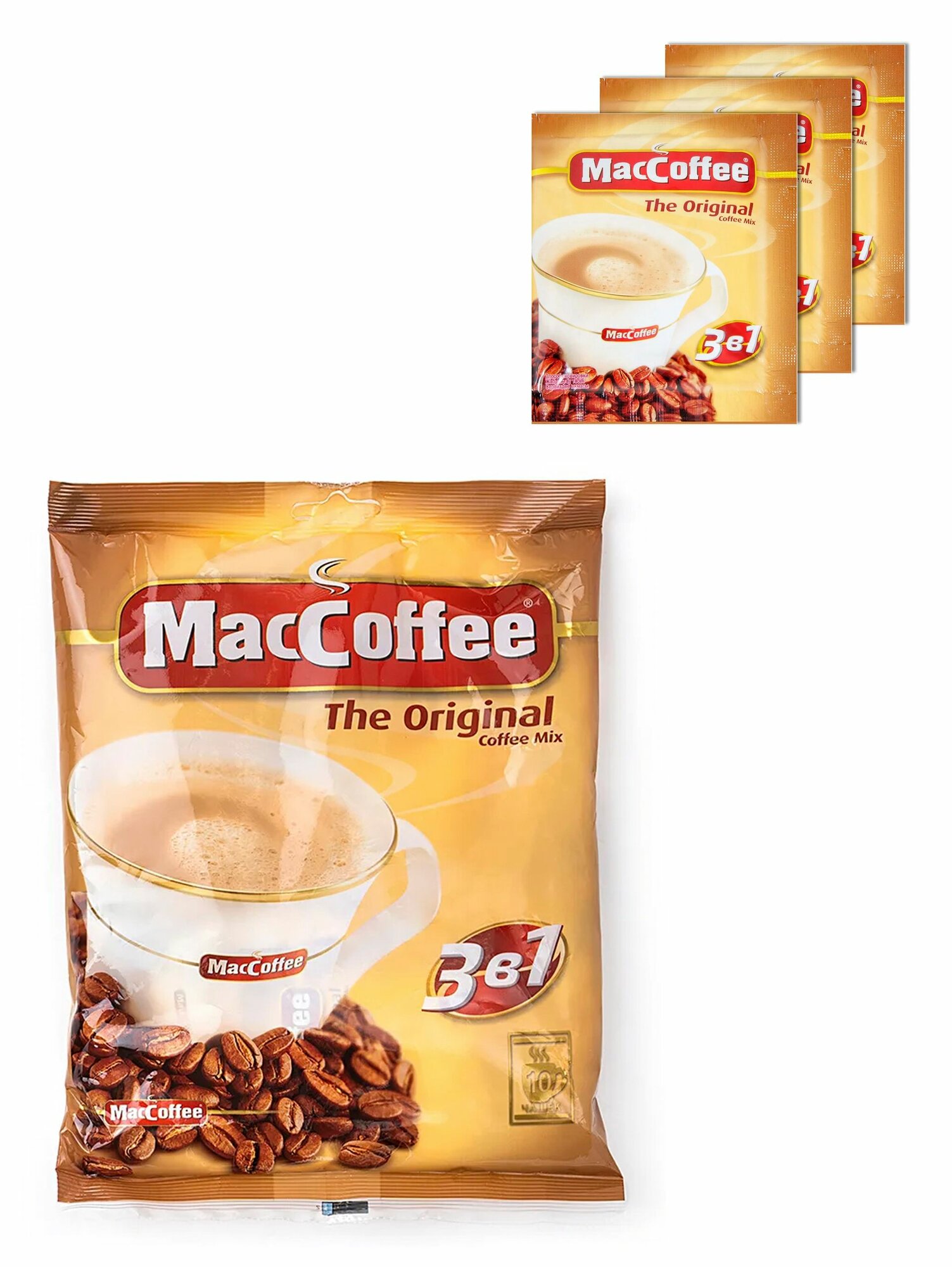 Растворимый кофе в пакетиках (3 в 1) , "MacCoffee", The Original, (10шт*20гр) 200гр.