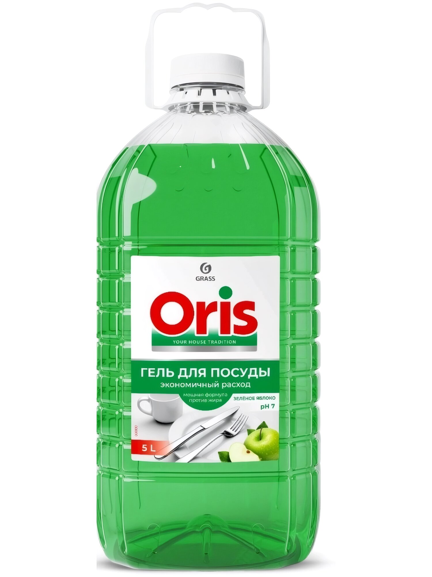 Средство для мытья посуды GRASS ORIS Зелёное яблоко 126147 5л