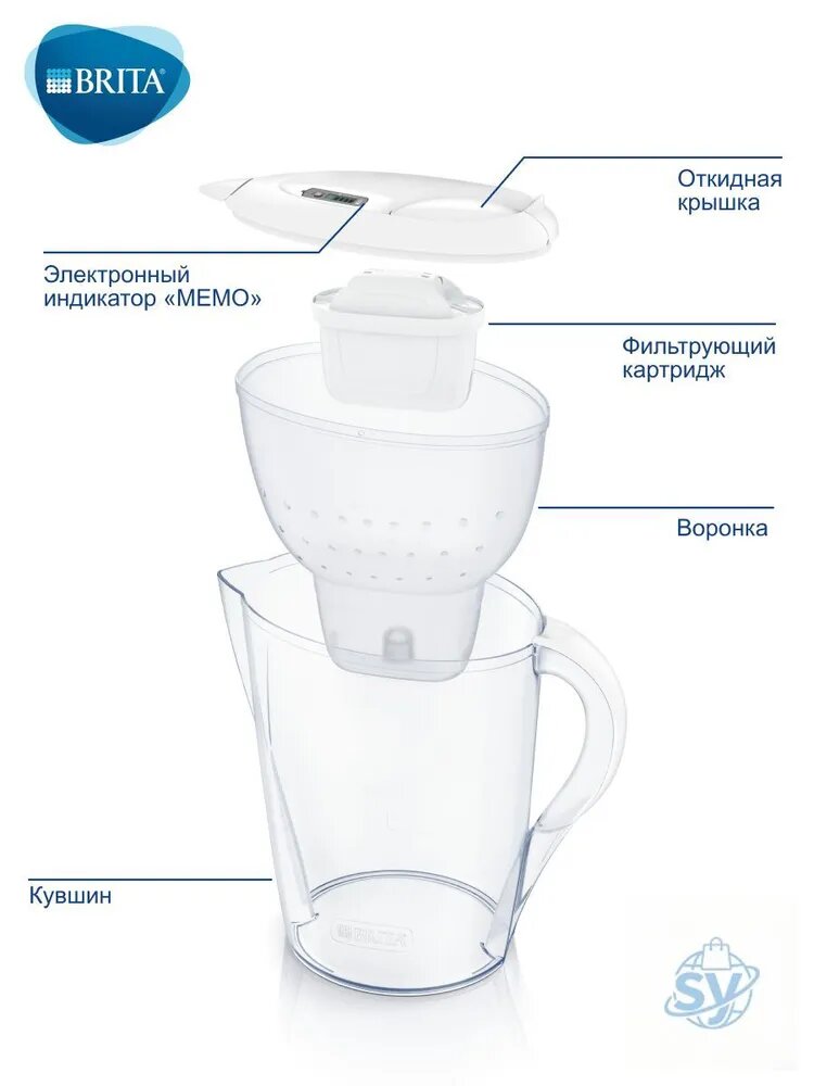 Фильтр-кувшин Brita Marella XL 3.5 л белый с 1 картриджем MAXYTRA+ для очистки воды — фото 1