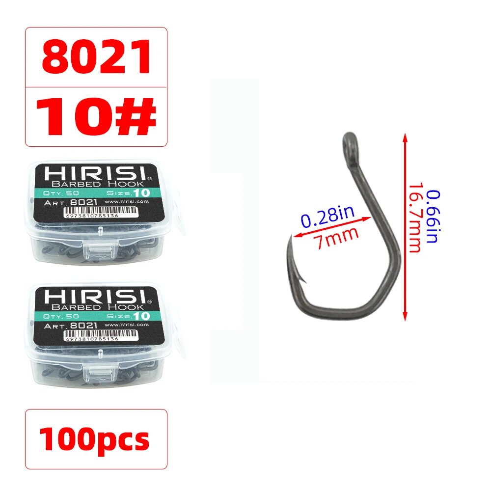 Рыболовные крючки Hirisi 50 шт. из нержавеющей стали 100pcs Size 10