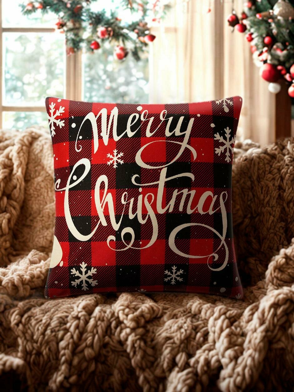 Чехол на подушку Этель "Christmas", полиэстер, велюр, 43x43 см, красный
