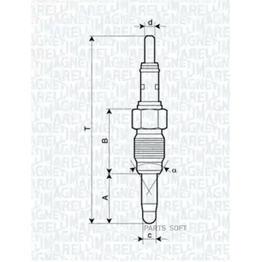 Свеча накаливания от официального дистрибьютора, MAGNETI MARELLI, артикул 062900083304