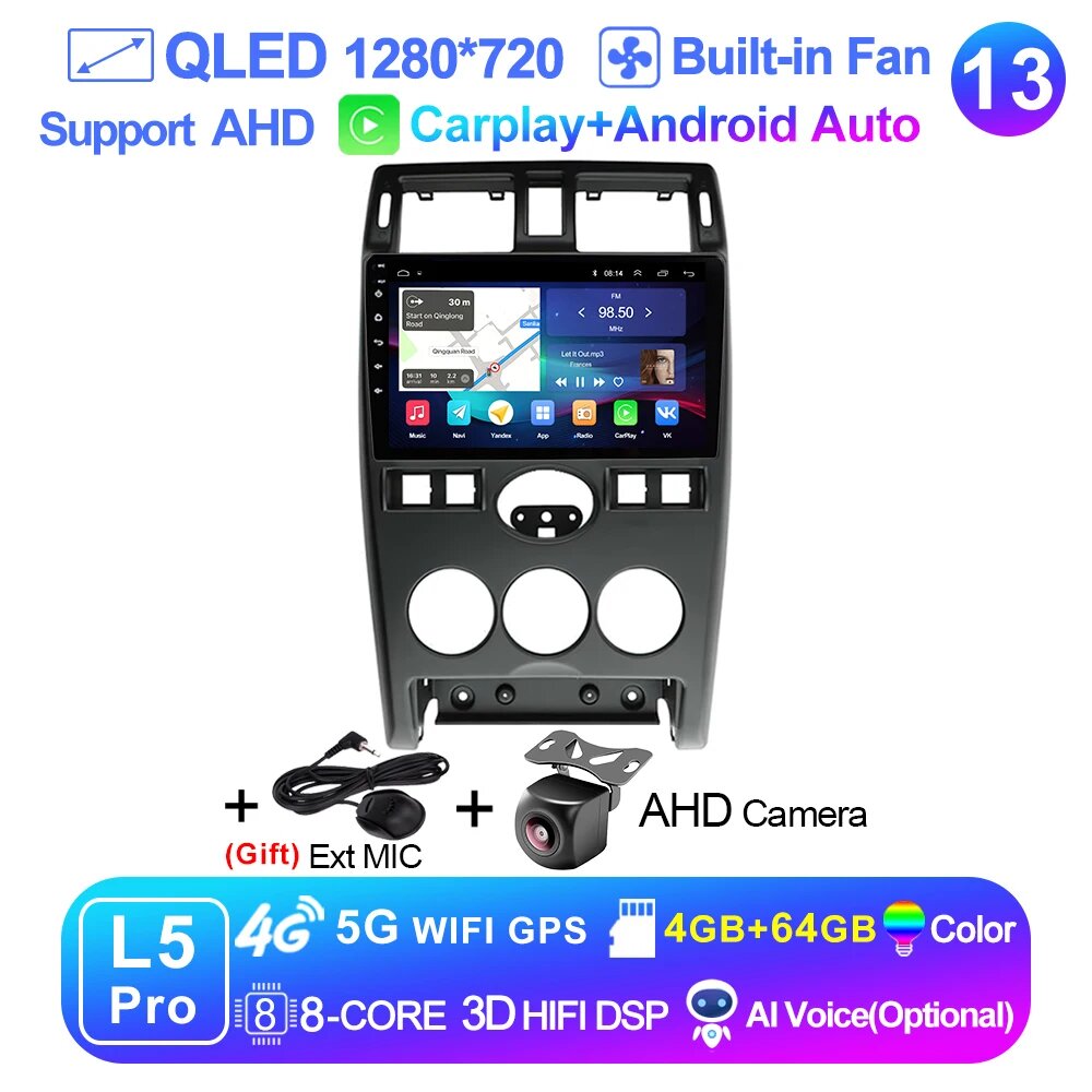 Автомобильный радиоприемник LEHX Pro Android 14 для LADA Priora I 1 2007-2013, B L5Pro(4-64GB)CAM