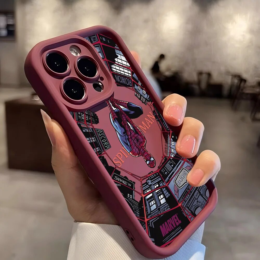 Чехол Samsung S21 Ultra Человек-паук, Бордовый, Силикон