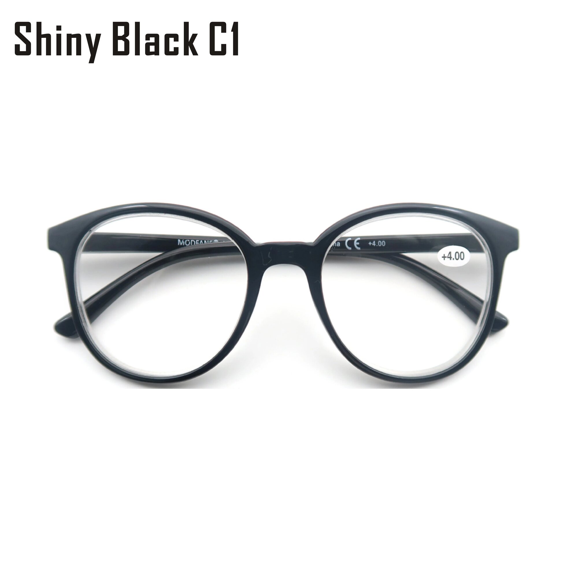 Женские круглые очки MODFANS Shiny Black C1, +125