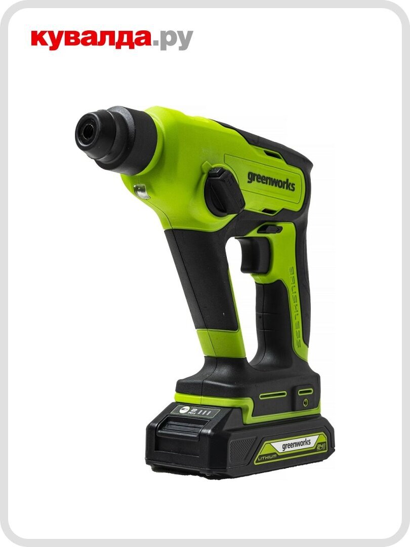 Перфоратор аккумуляторный GREENWORKS GD24SDS1K2 бесщеточный