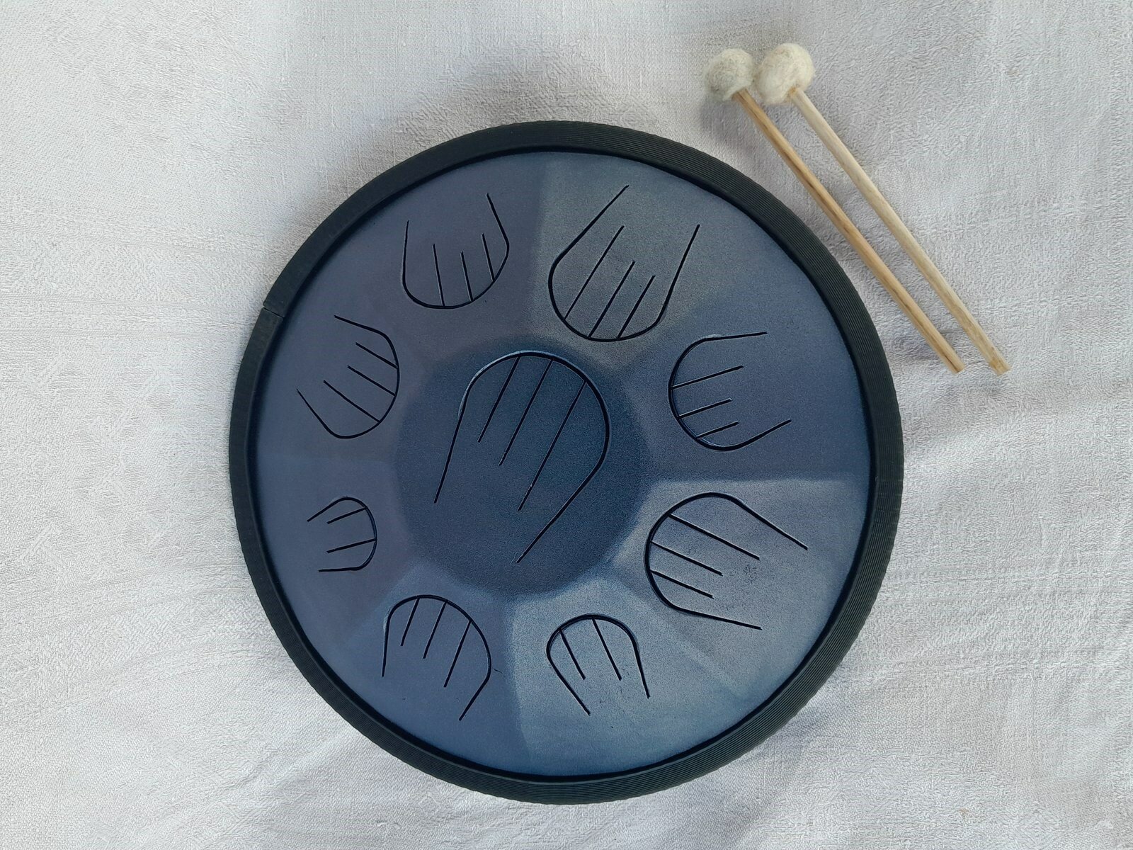 Pangooda Drums PNG-GRS-36MM Глюкофон "Гранофон" кованый, синий металлик 36см, с палочками и чехлом