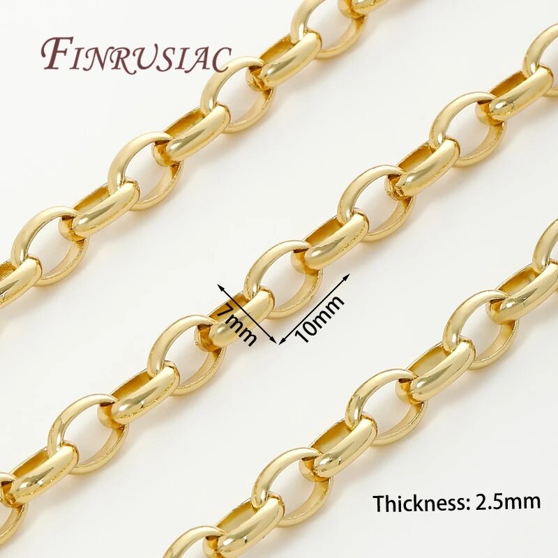 Цепочка для рукоделия FINRUSIAC, 18K Gold Plated, 7x10x2.5 мм