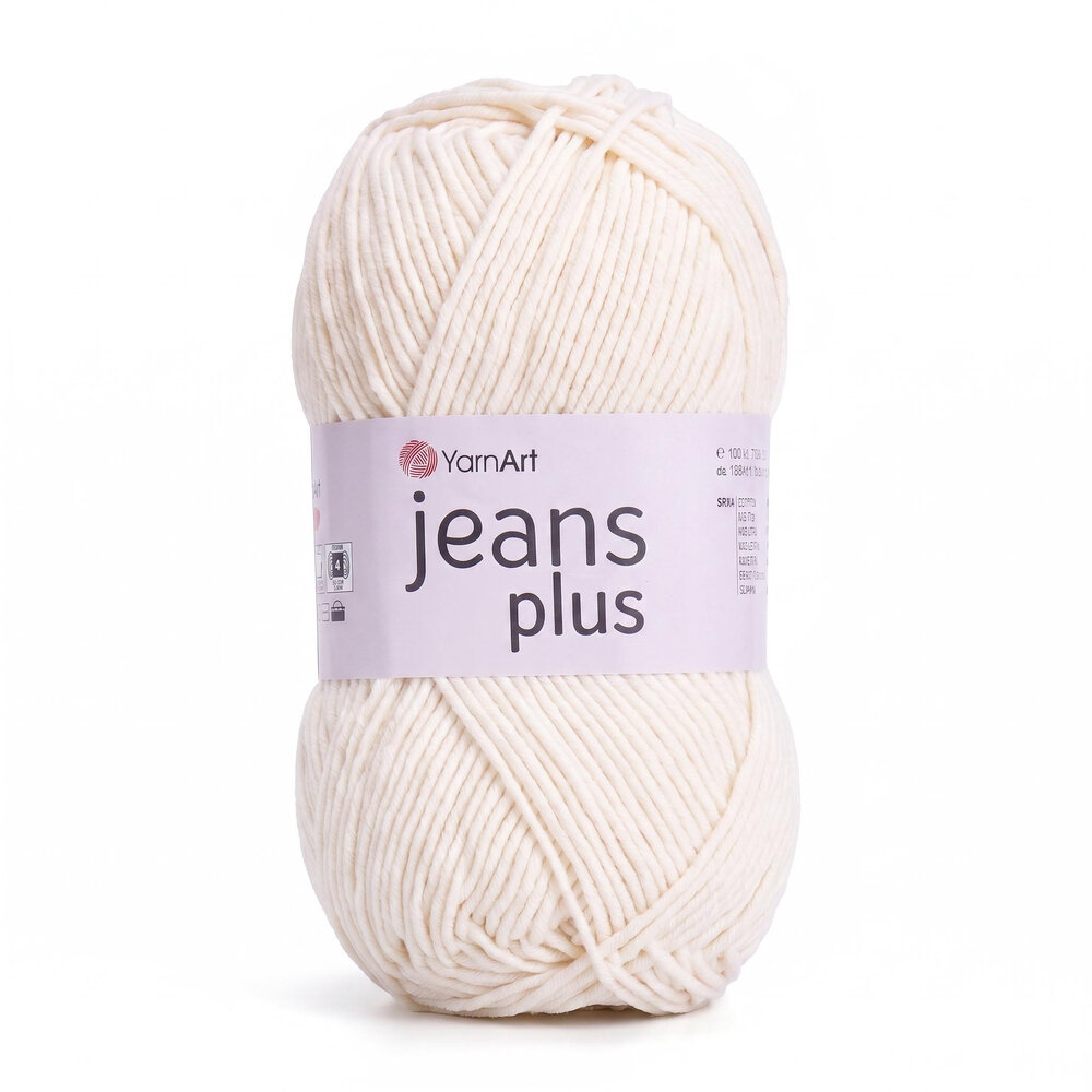 Пряжа для вязания YarnArt Jeans plus 03 молочный 100 гр/160 м 55% хлопок, 45% полиакрил