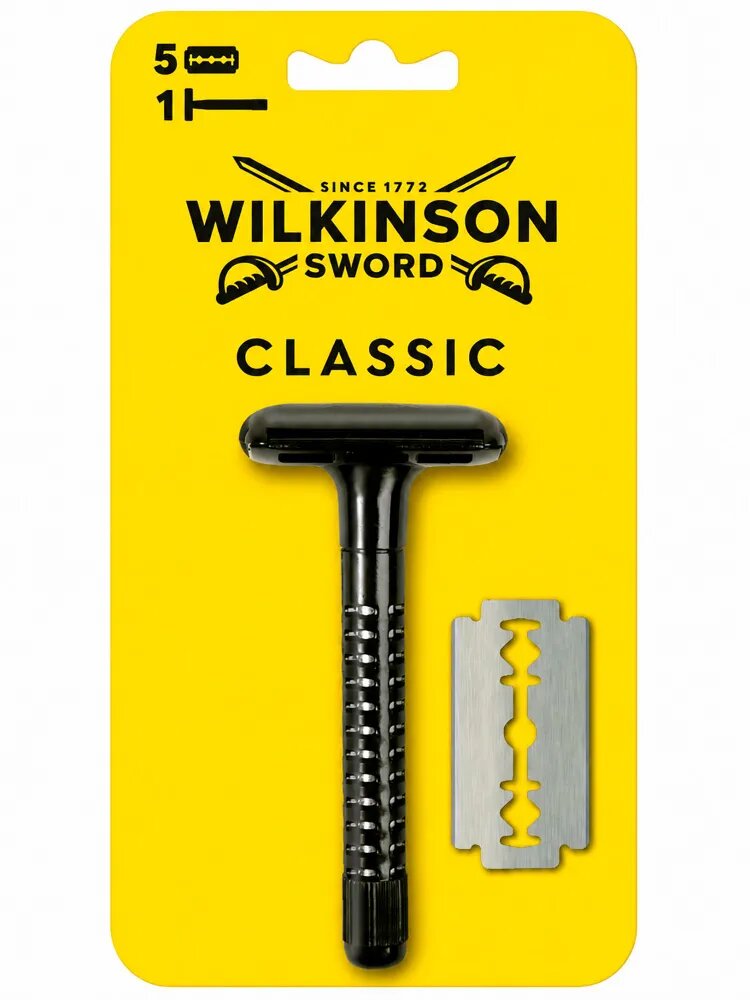 Wilkinson Sword Бритва Schick CLASSIC (1 станок, 5 лезвий), классическая Т-образная, металлич. стержень