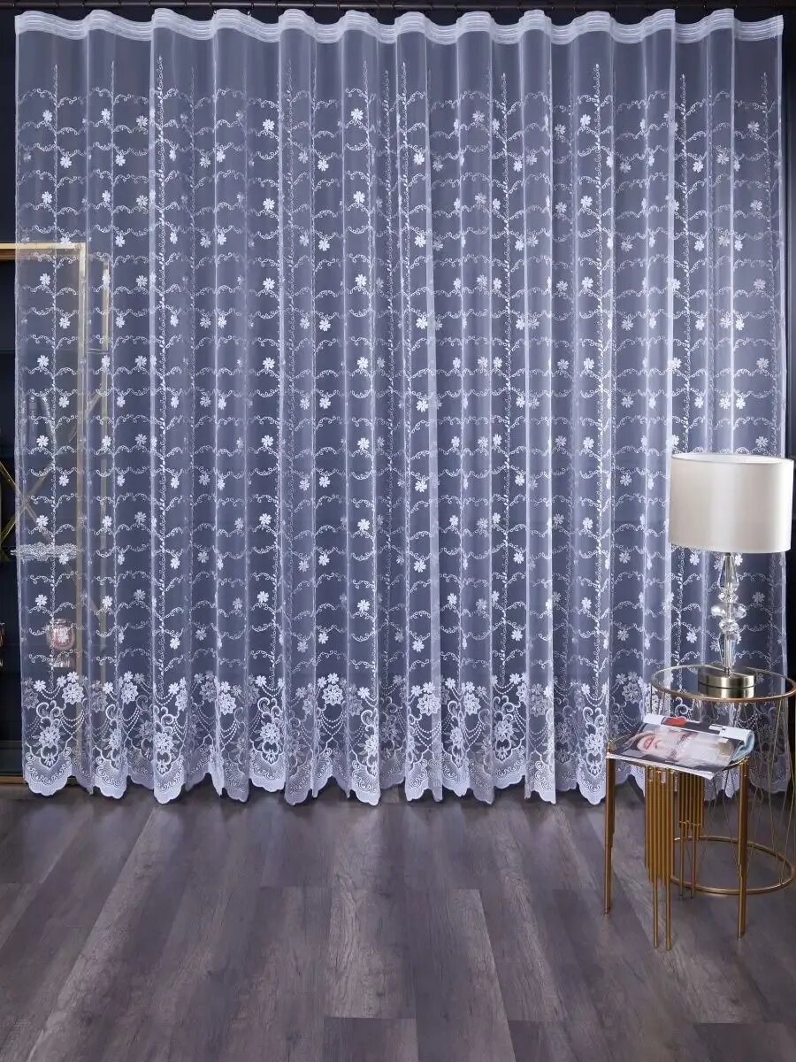 Готовый тюль на шторной ленте,300*250