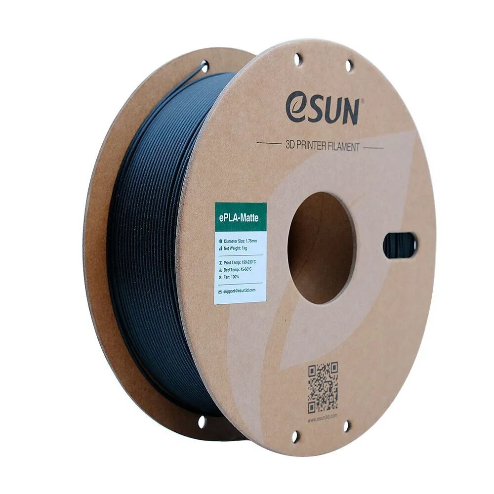 Катушка PLA пластика ESUN PLA-Matte 1.75 мм 1кг, глубоко черный (матовый) Black