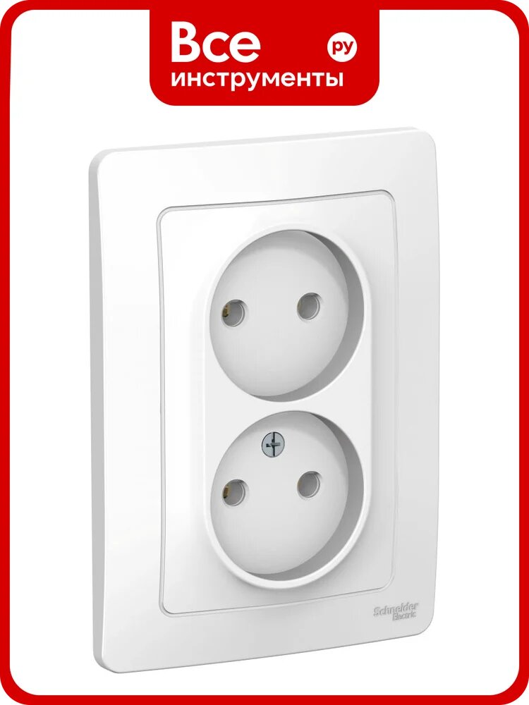 Двойная розетка Systeme Electric BLANCA без заземления без шторок, белый