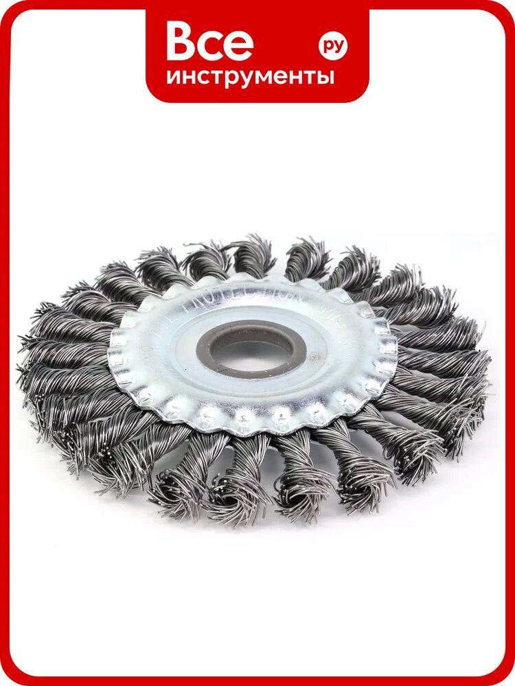 Щетка дисковая жгутовая 13-030 22,2 для УШМ, ворс витая сталь 0,50 EuroBrush EB-DST4, плоская насадка для металла