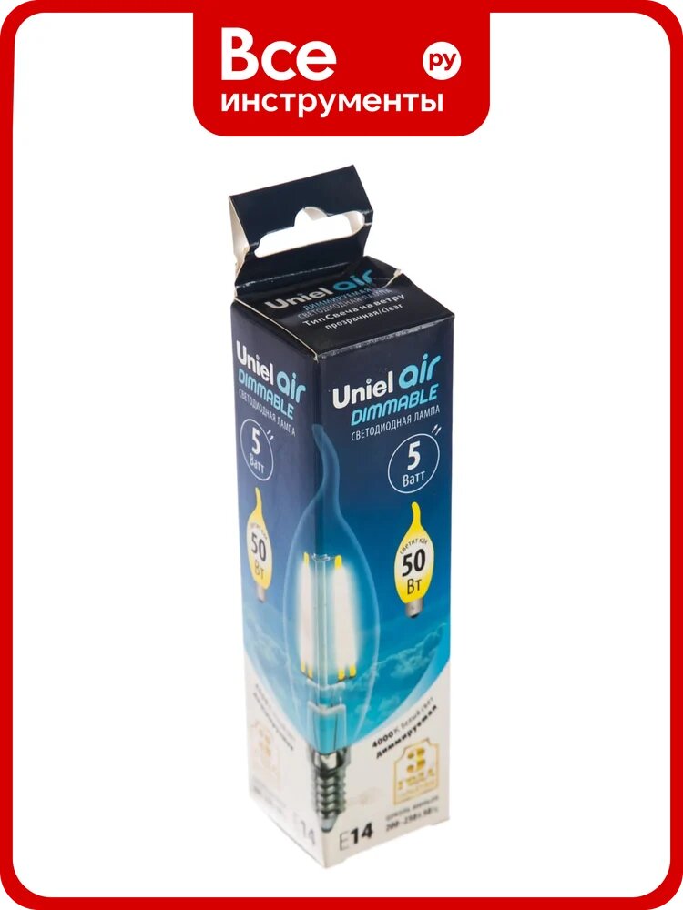 Светодиодная лампа Uniel LED-CW35-5W/NW/E14/CL/DIM GLA01TR диммируемая