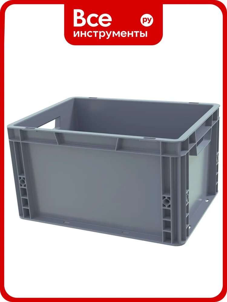 Ящик п/п Sembol Plastik 400x300x290 сплошной, гладкое дно, серый 25247, универсальный,