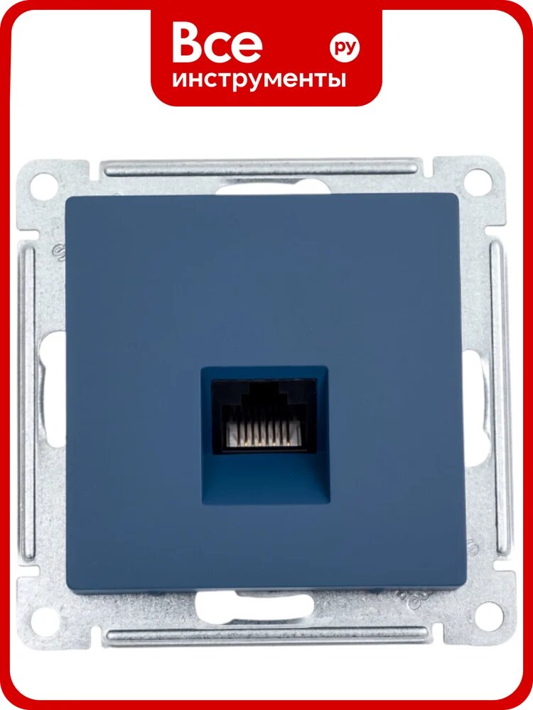 Розетка компьютерная Systeme Electric AtlasDesign, RJ45, 5e, механизм, Аквамарин ATN001183