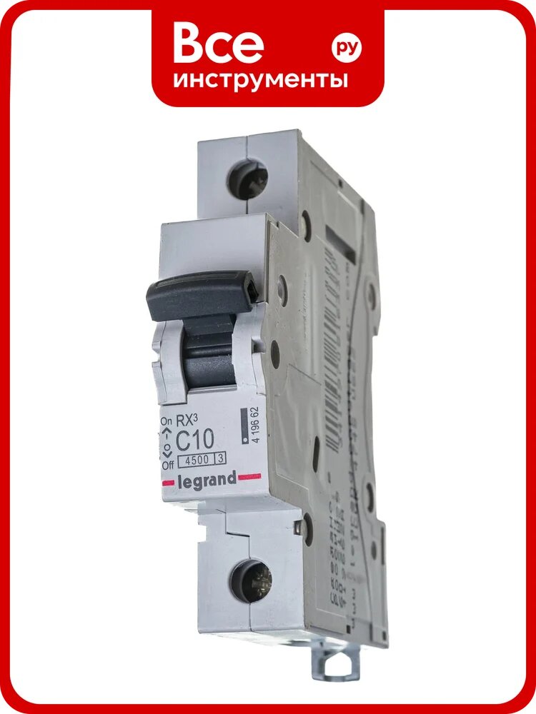 Авт. выключатель Legrand RX3 4,5кА 10А 1П C 419662 модульный, установка на DIN-рейку, белый корпус, исполнение УХЛ-4