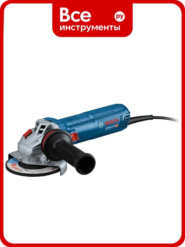 УШМ Bosch GWS 12-125 S, 1200Вт, 11000об/мин, 125мм, с блокировкой шпинделя