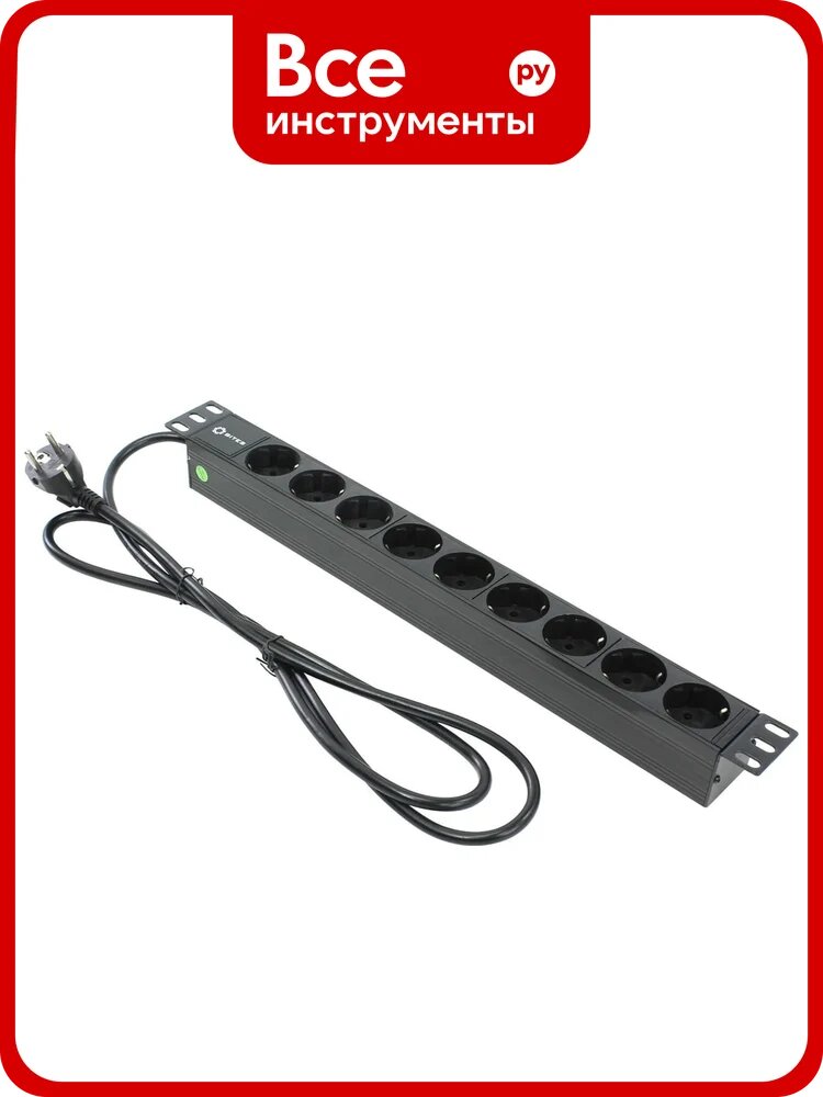 Блок розеток 5bites 9 розеток, огнеупорный пластик, 1U, 19", VDE 2м PDU919P-02