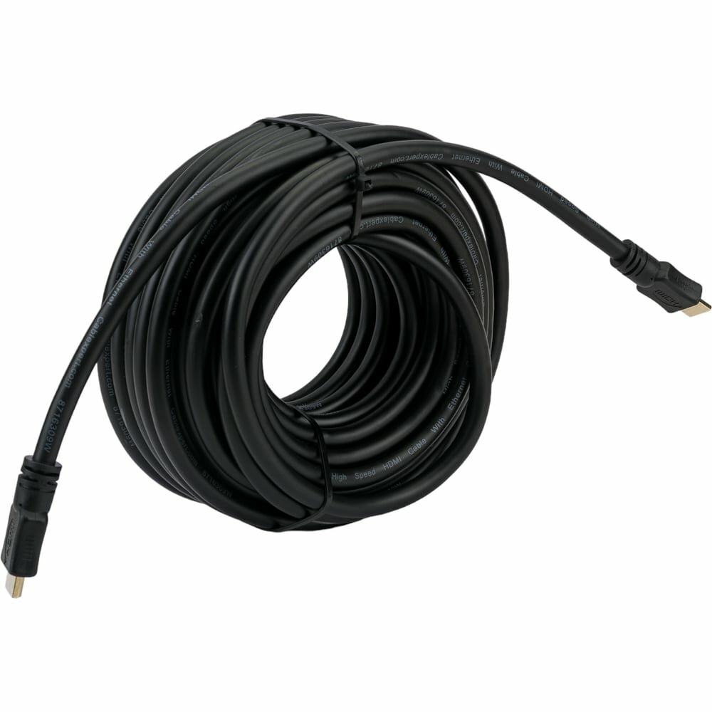 Кабель HDMI Cablexpert 15м v2.0 19M/19M серия Light черный позолоченные разъемы экран пакет CC-HDMI4L-15M — фото 1