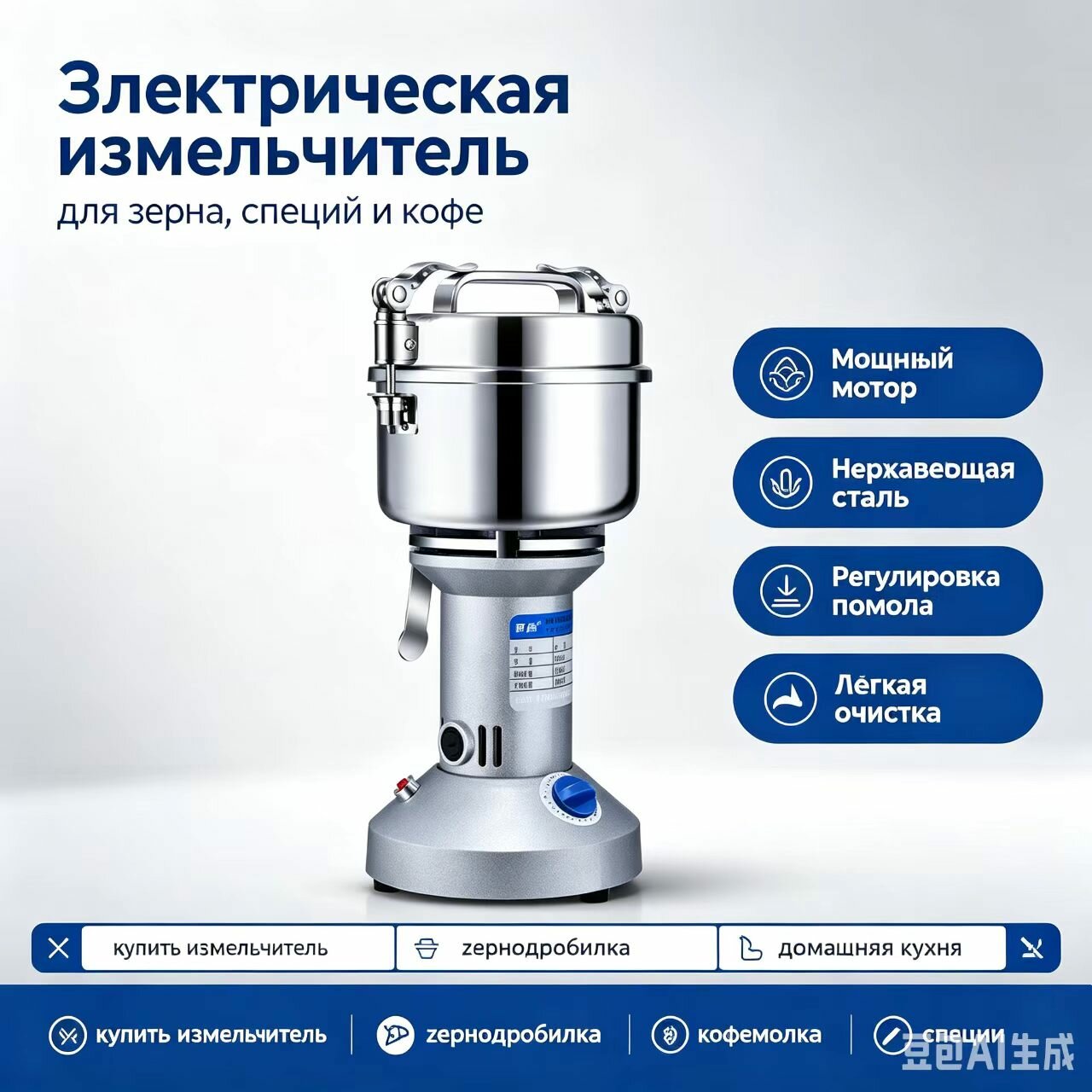 Grinder Зерновой фрезерный станок Порошковая машина Бытовая мельница