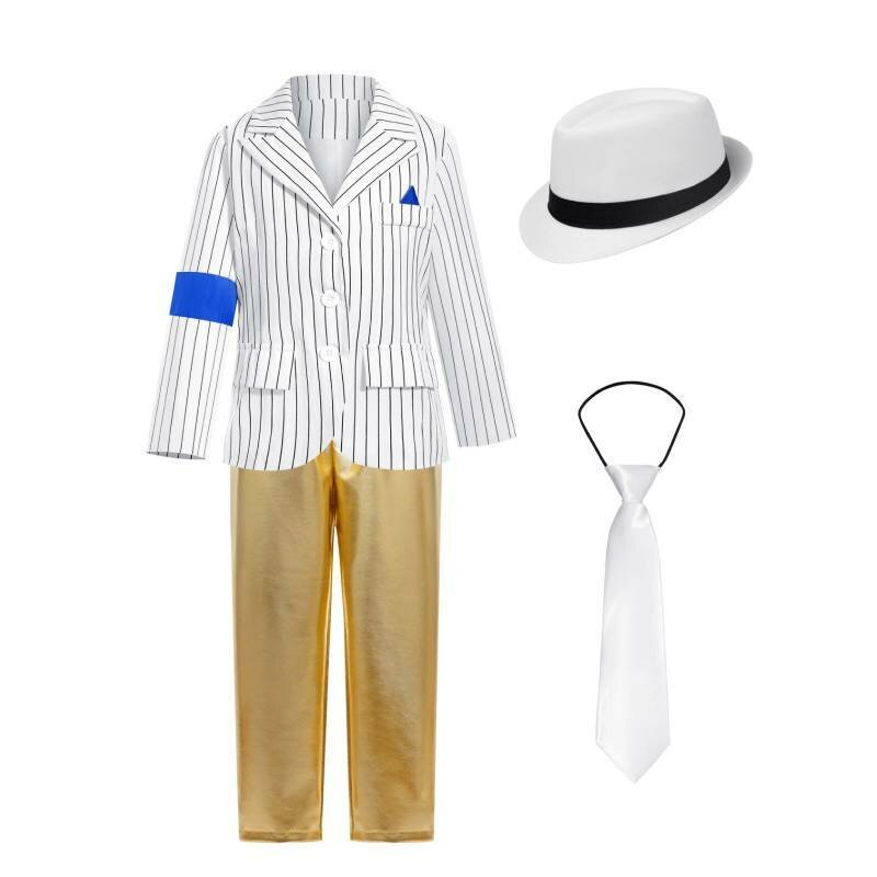 Kids suit michael jackson performance with recycled material and retro jazz style, black