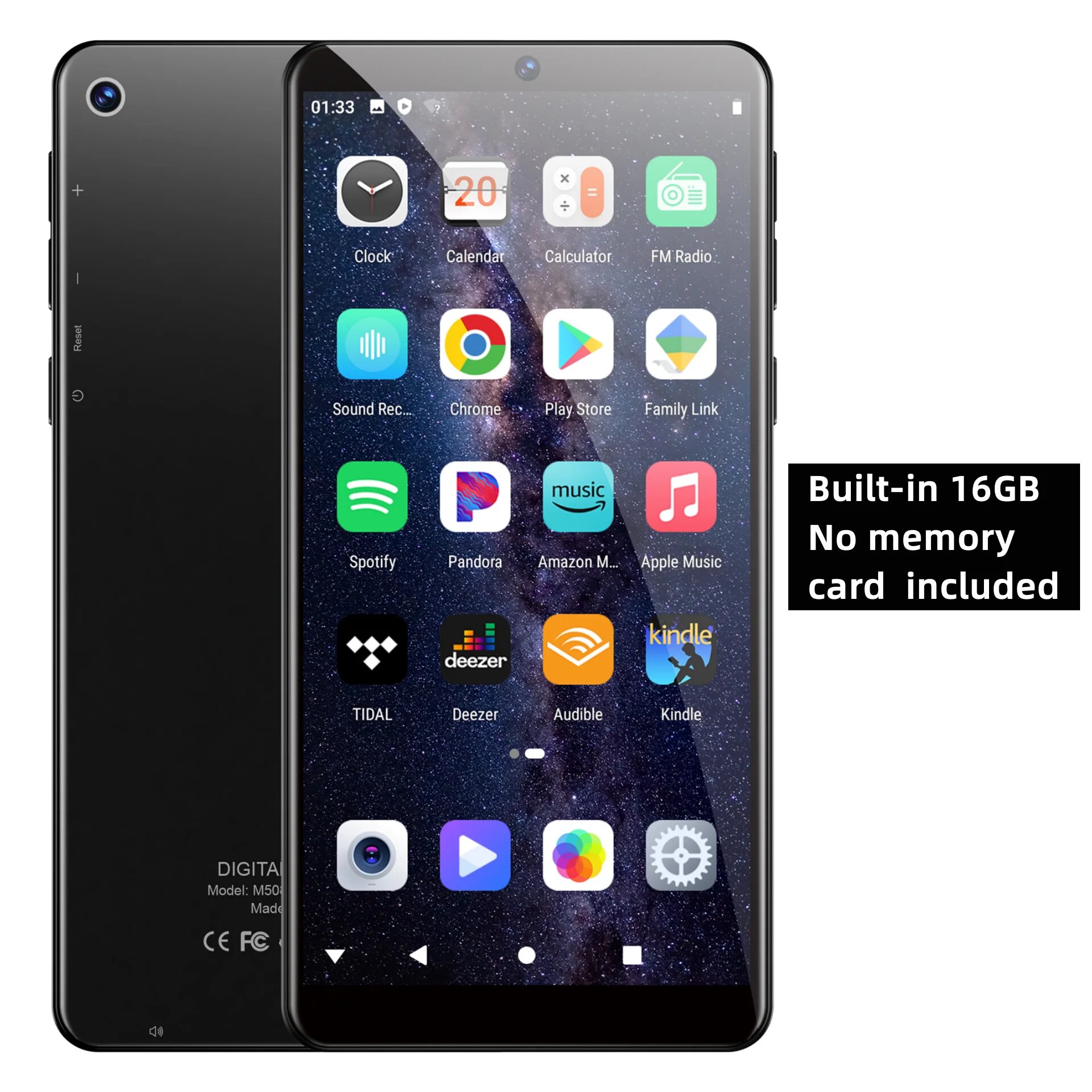 MP3-плеер на 16 ГБ/144 ГБ с камерой 13 МП, 5,5-дюймовым экраном, Bluetooth и Wi-Fi, 16GB no card