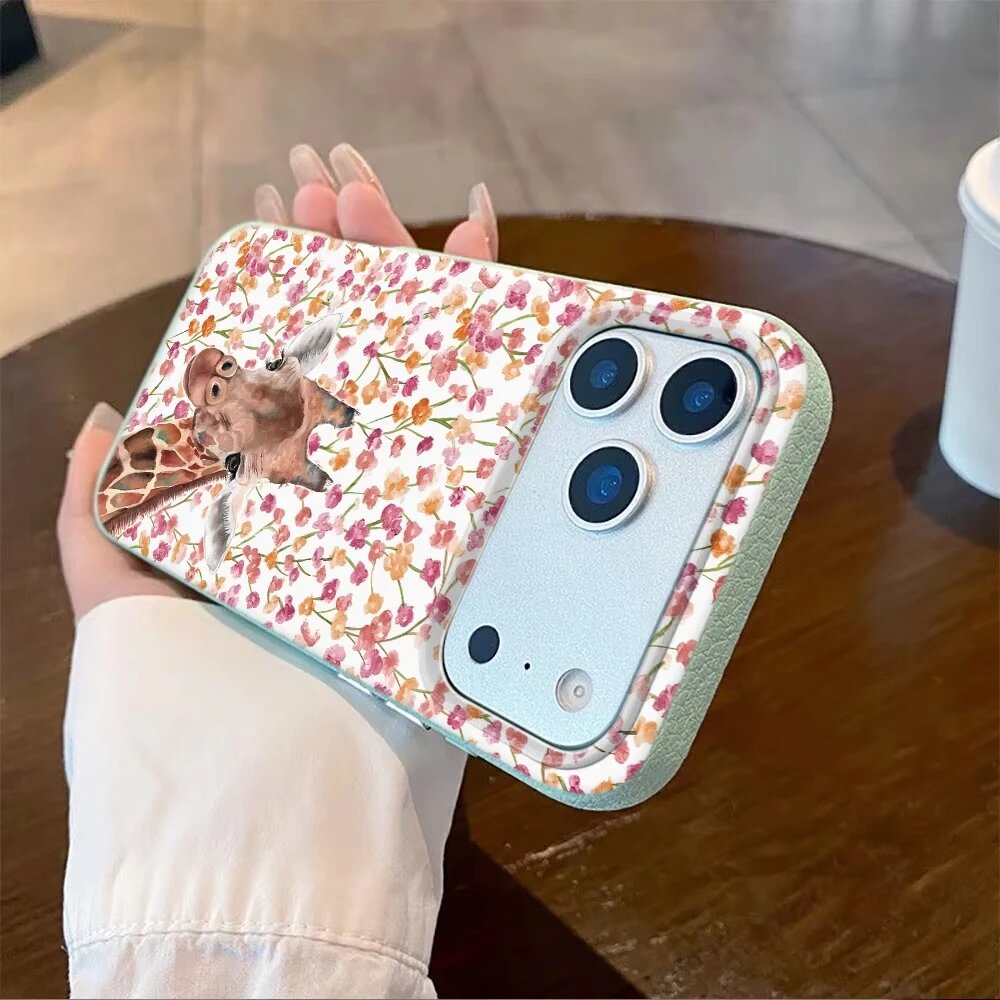 Яркий чехол для телефона с цветочным фоном и милым жирафом для iPhone iPhone17, LightCyan-YYDSW5879