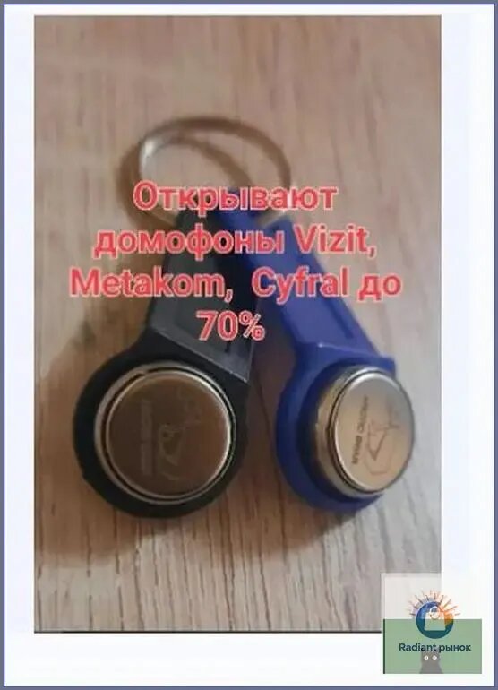 Универсальные домофонные ключи Rw1990, перезаписываемые, формат Dallas, металл/пластик, 2 ш