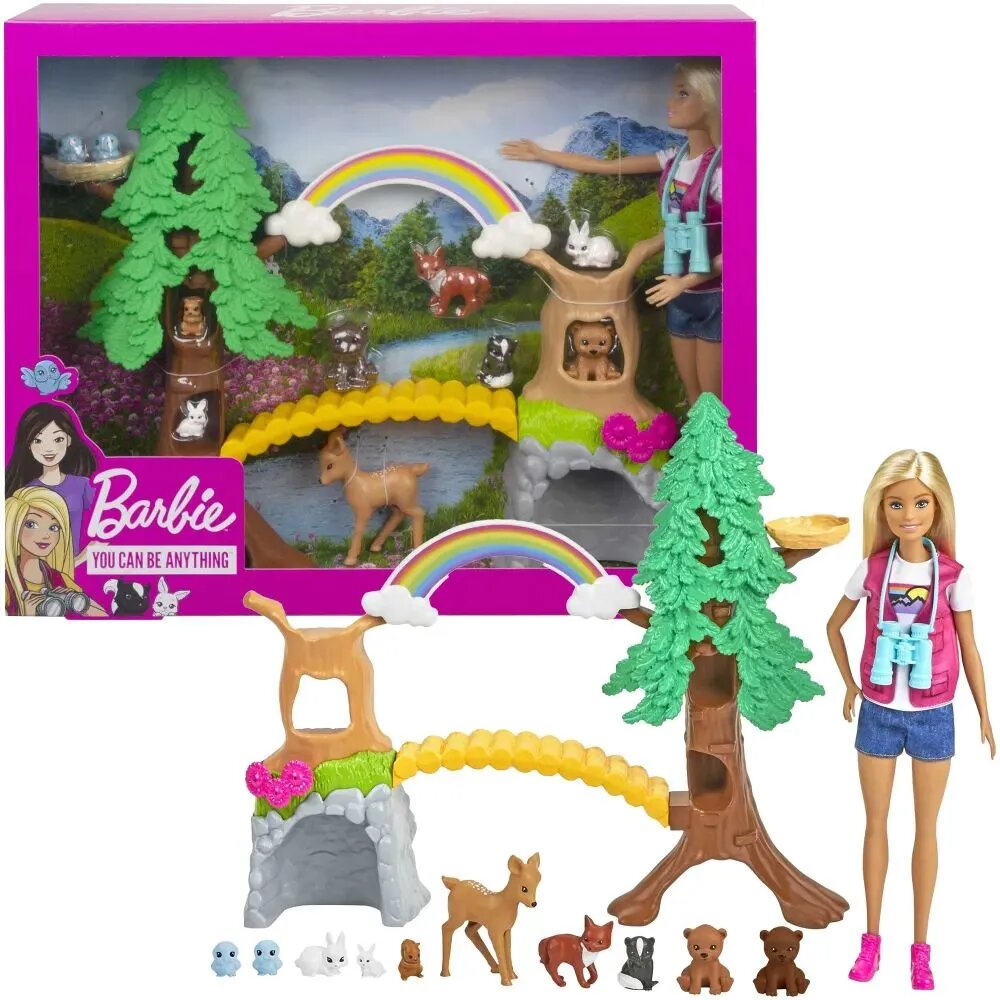 Игровой набор Barbie Career Wilderness Guide с куклой блондинкой и 10 фигурками животных GTN60