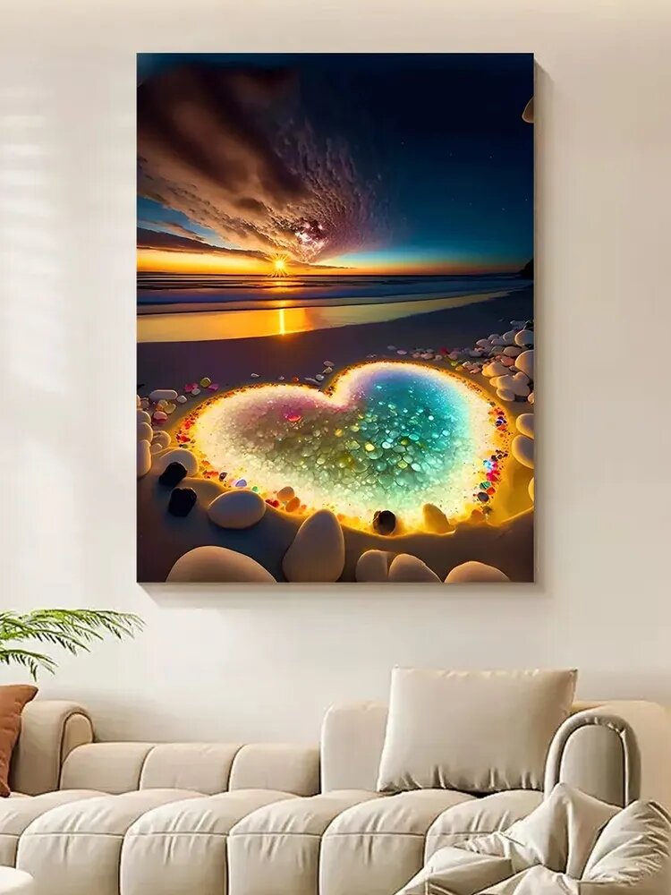 Алмазная мозаика, 40x50 см, на подрамнике, полная выкладка, круглая страза, 25 цветов, морская тематика — фото 1