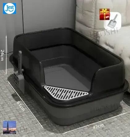 60x42x24см Большой лоток для кошек с высокими бортами и совочком кошачий туалет для кота