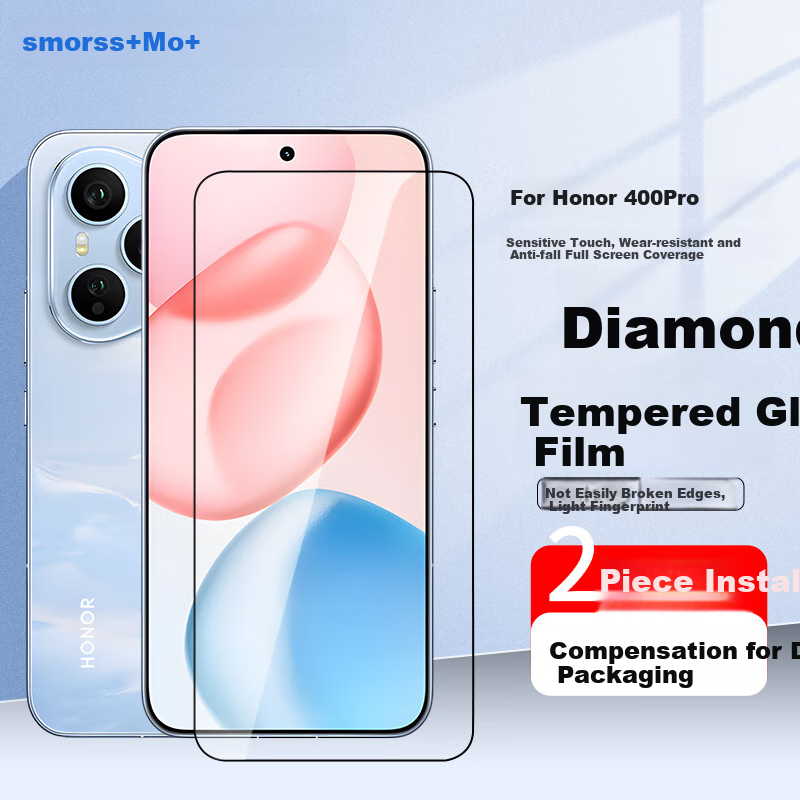 Smorss 2-шт стеклянный защитный чехол для Honor 400 Pro полное покрытие HD прозрачный ударопрочный анти-отпечатки