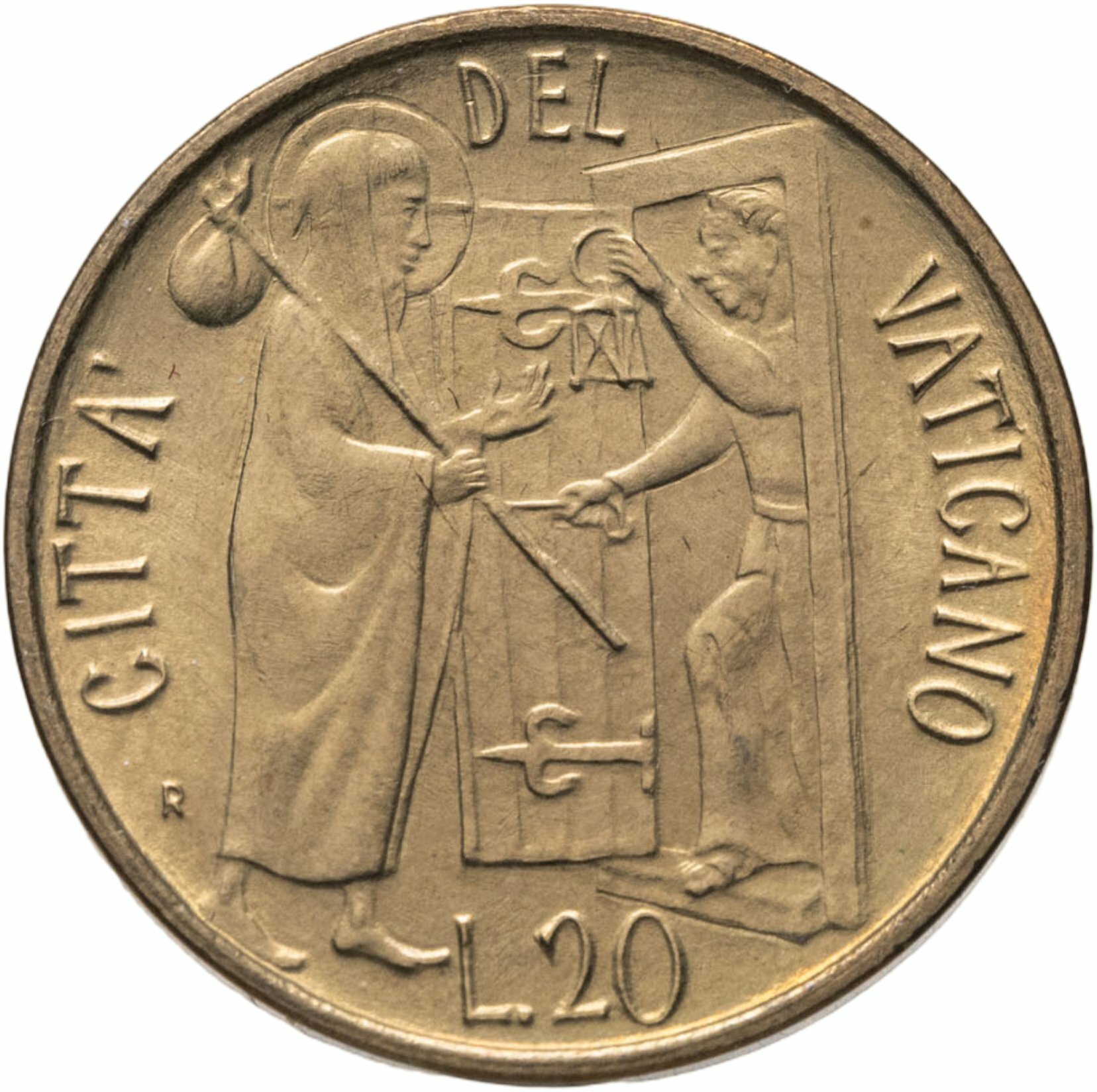 Ватикан 20 лир lire 1981, Бронза, в сохранности UNC
