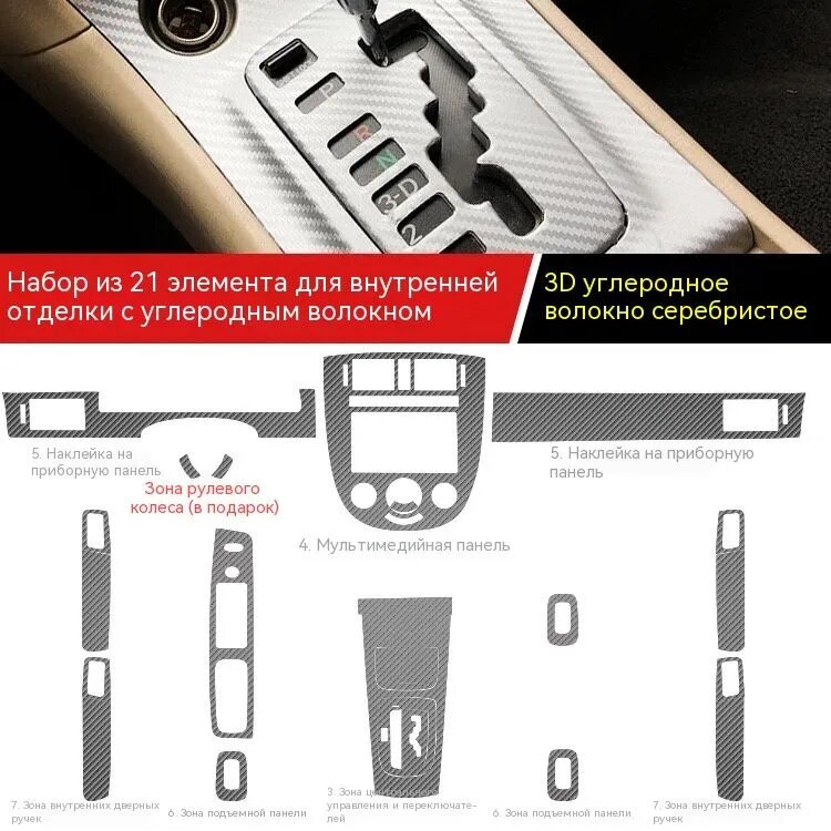 Для Chevrolet Lacetti 2004-2012 Смена передач 5D Автомобильные наклейки из углеродного волокна