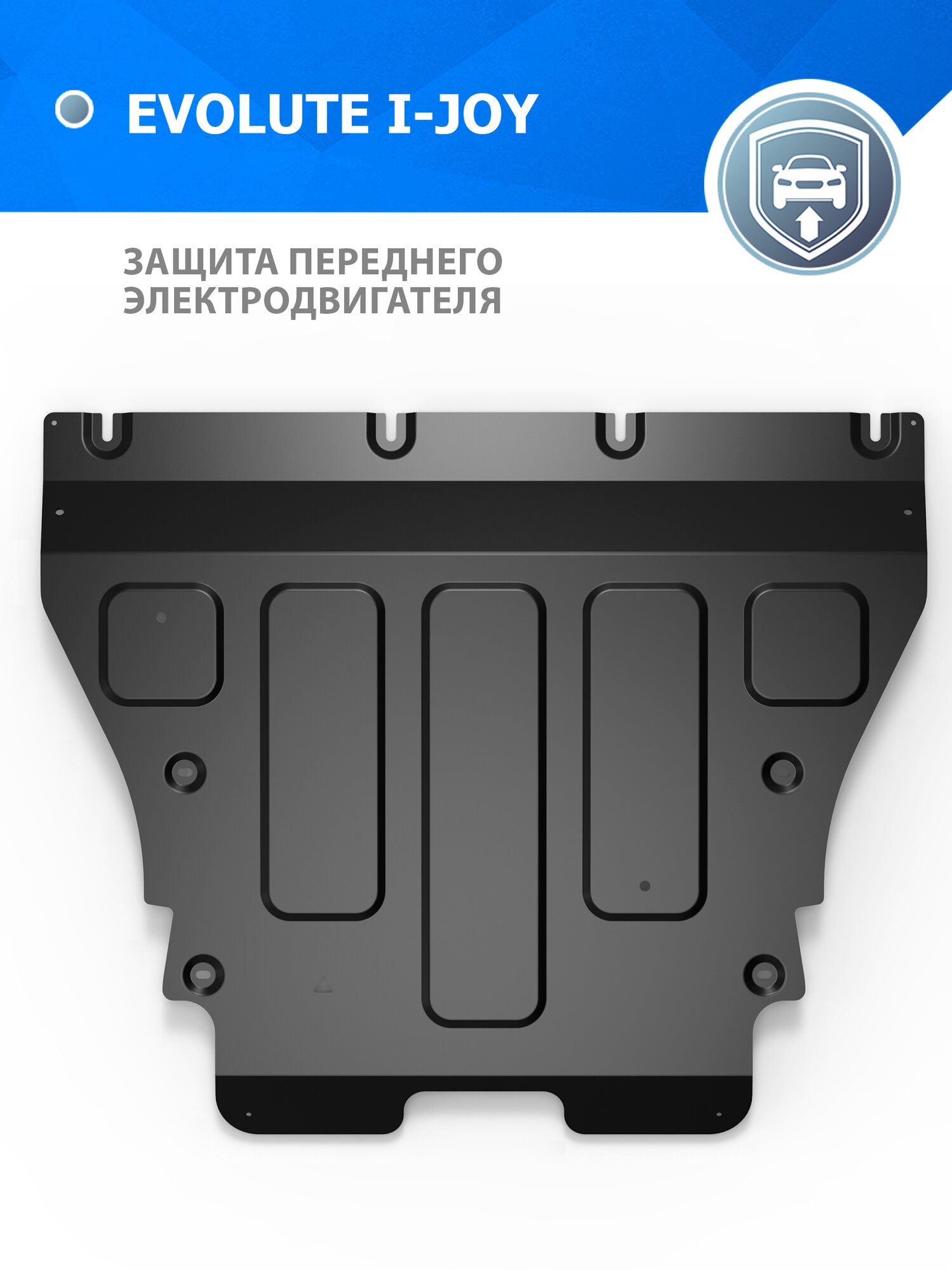Защита переднего электродвигателя Rival для Evolute i-Joy I рестайлинг 2025 - н. в, сталь, с крепежом, штампованная