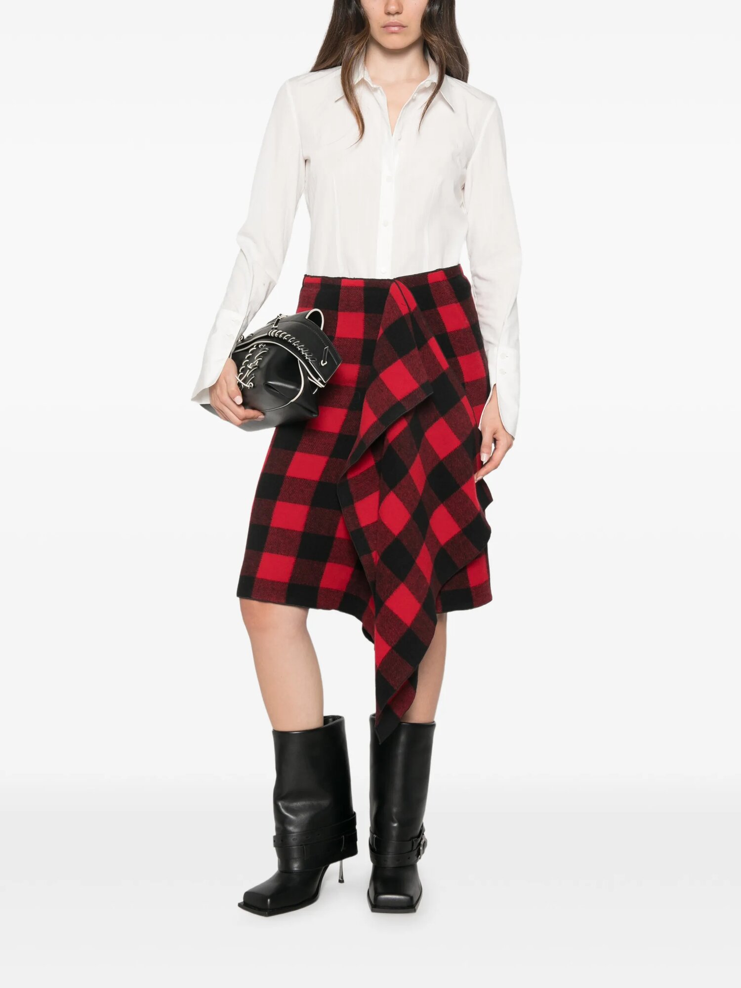 Рубашка PATRIZIA PEPE Jacquard-patterned poplin shirt, размер 42, бежевый/белый — фото 1