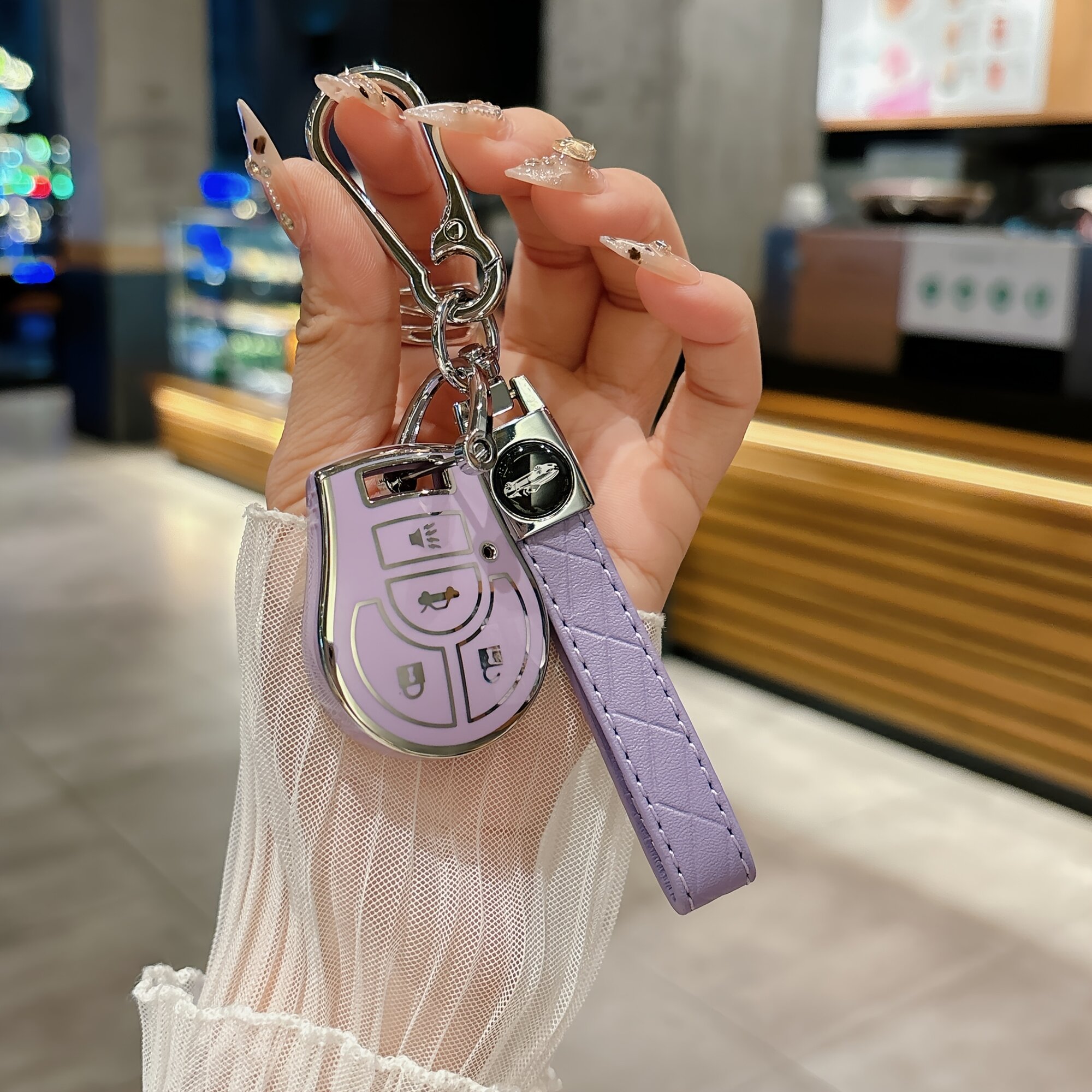 Чехол-ключница с брелоком из мягкого TPU, полная защита, подходит для Nissan Altima, Armada, Cube, Maxima, 350Z, NV, Rogue, Quest, Sentra, Versa, INFINITI FX35, FX45, цвет фиолетово-серебристый