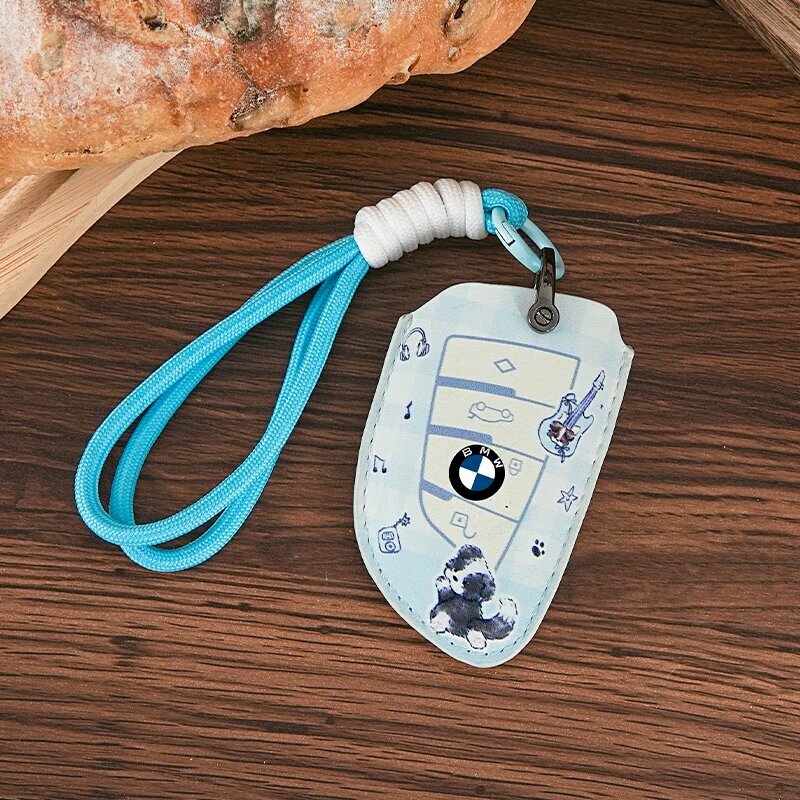 Small Border Collie BMW Blade Key Cover для i3, E-Class, GLA, X3 - Премиум защитный чехол с лямкой