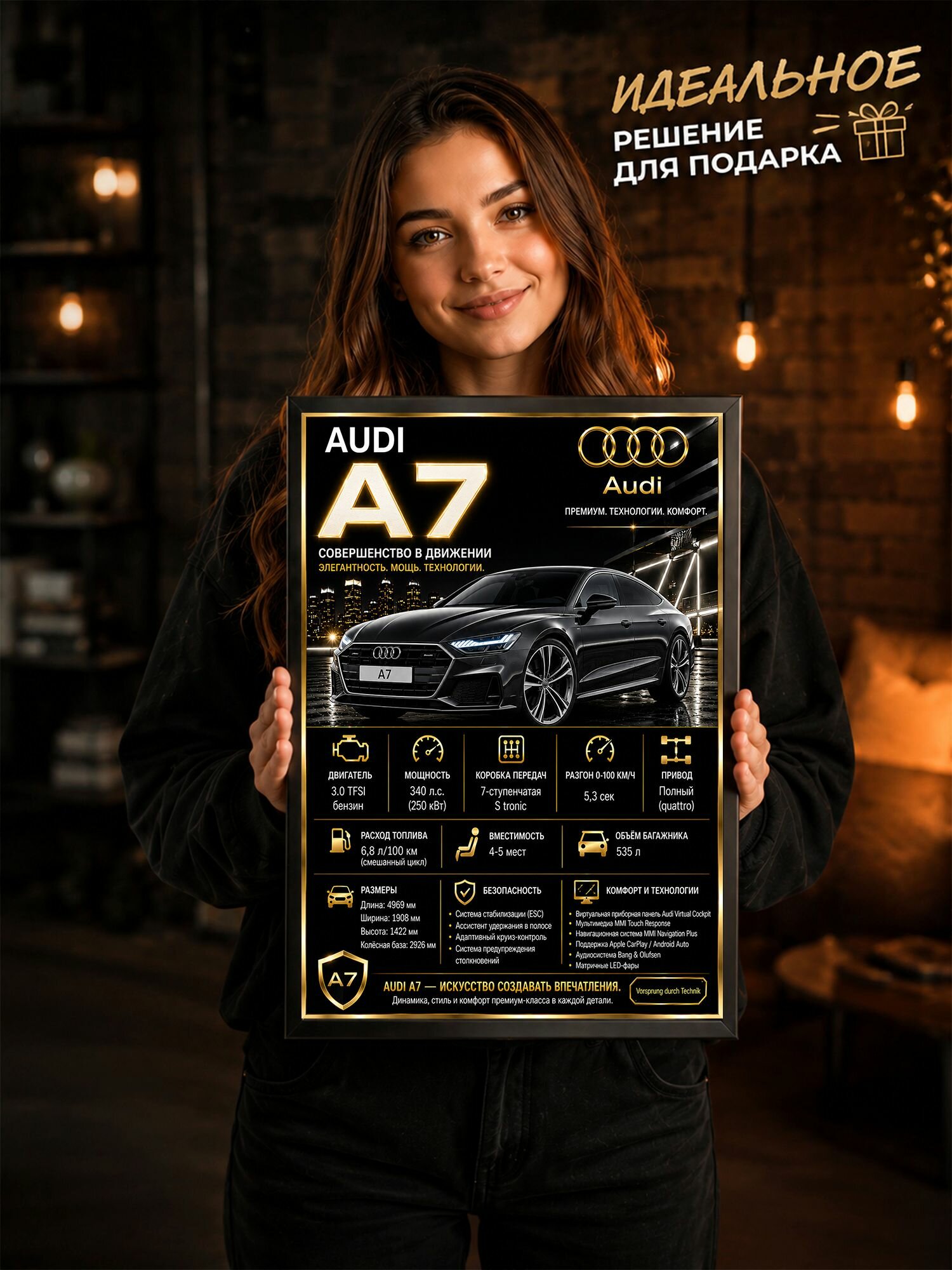 Постер + Рамка. " Audi A7 " интерьерный. — фото 1