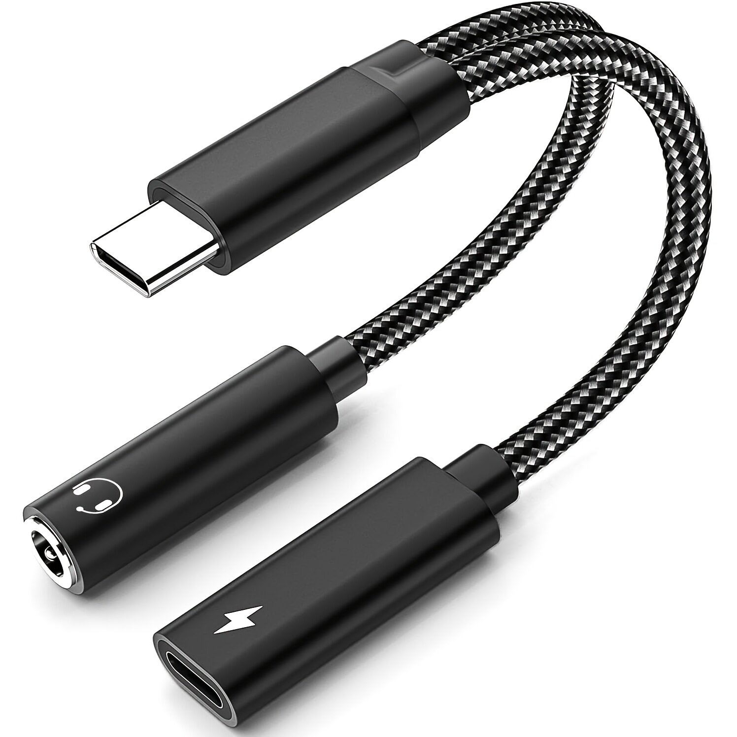 Адаптер USB Type-C на 3,5 мм аудио и зарядки, 2-в-1, переходник AUX с быстрой зарядкой PD 10W, для iPhone 17 Pro Max/16/15, S25/S24/S23/S23FE, Pixel 9/8, iPad Pro, чёрный