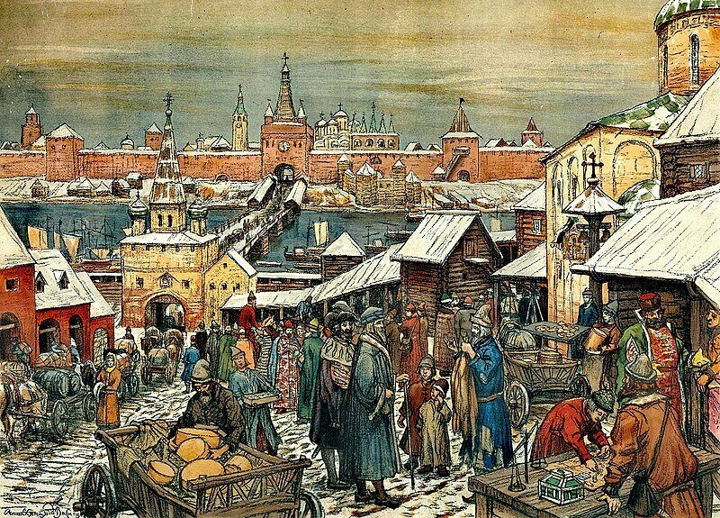"Новгородский торг", Васнецов А. М, картина для интерьера (репродукция) (40х29 см / без подрамника)
