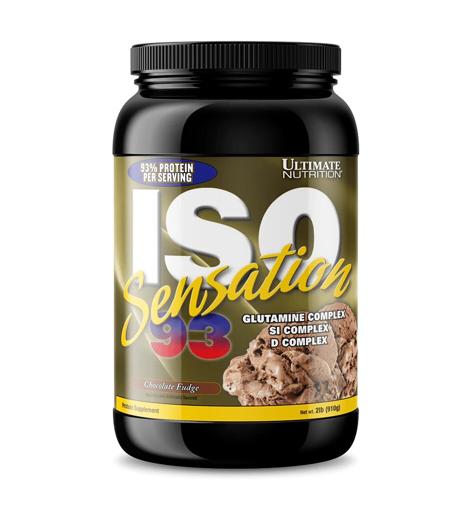 Ultimate Nutrition ISO Sensation 93, для набора мышечной массы и похудения, порошок 910г со вкусом шоколадной помадки