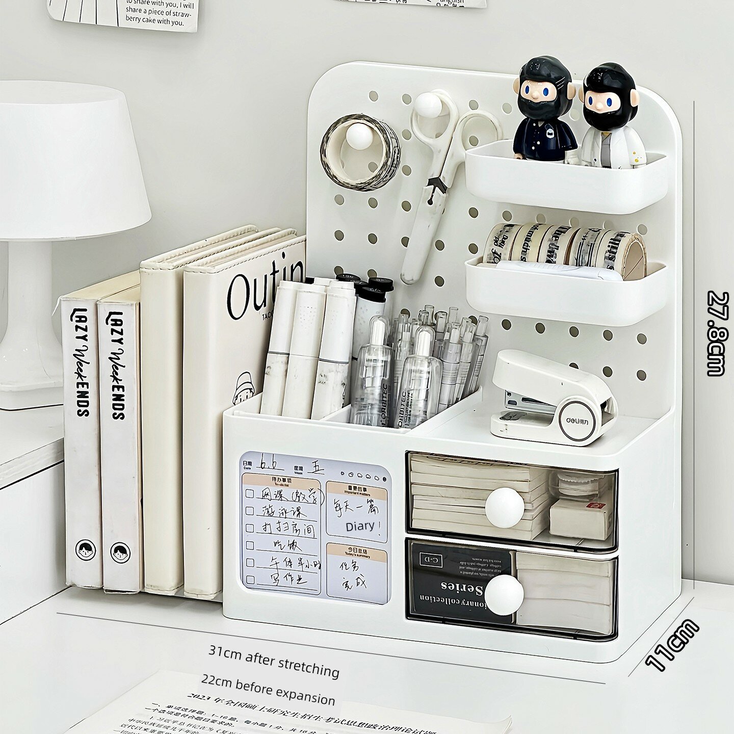 Molochnyy Teleskopicheskiy Bookend Organizer Dlya Shkolnogo Stola - Tolstyy, Bez Zapakha