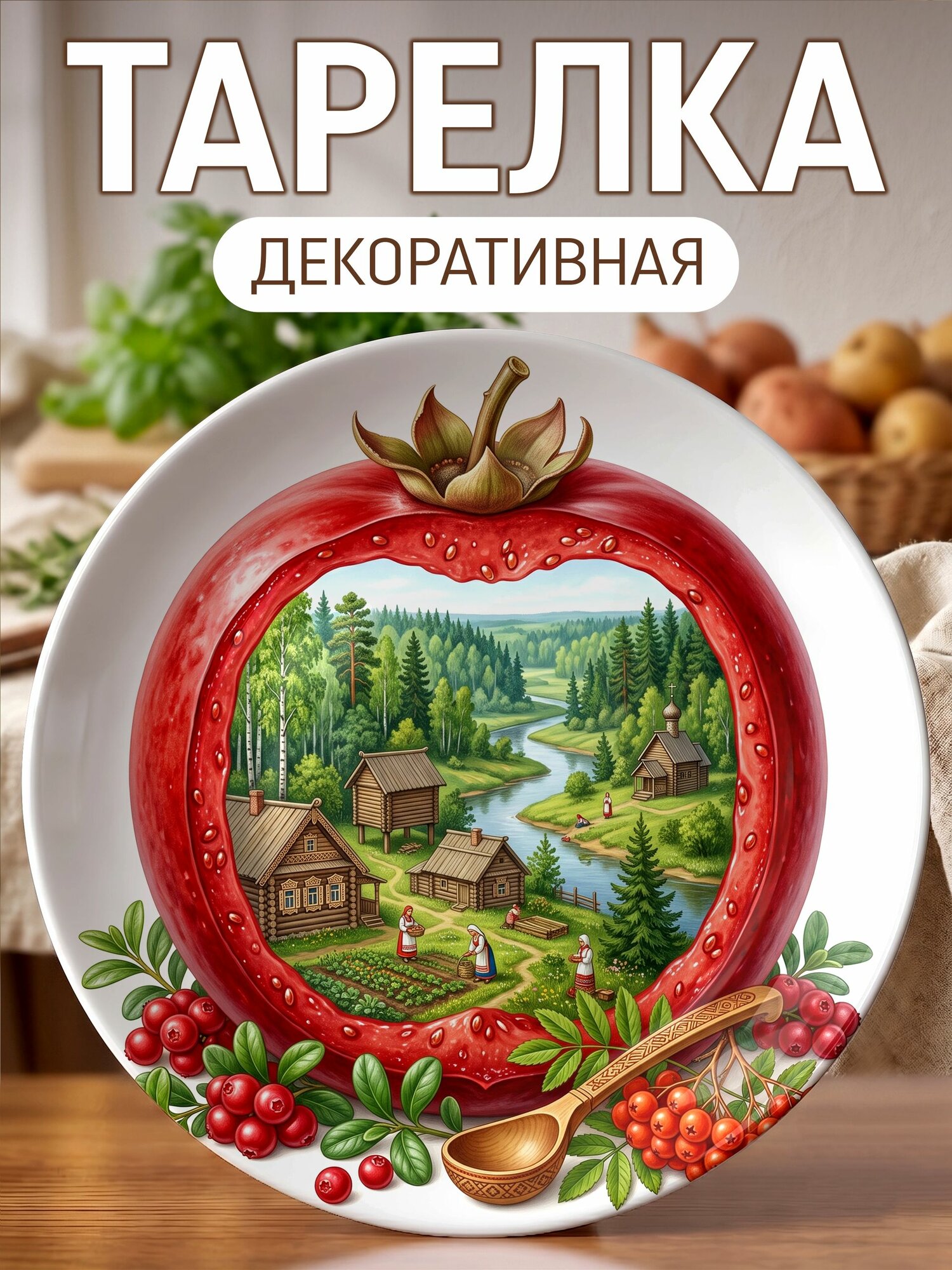 Тарелка декоративная Клюква Марий Эл