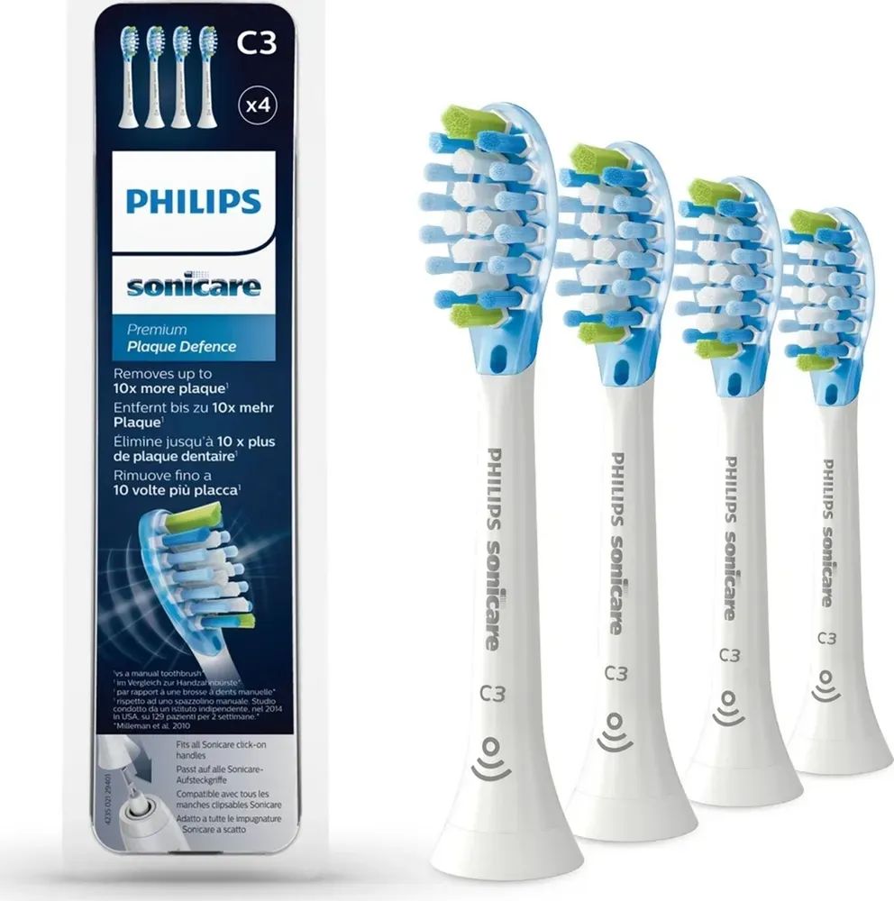 Сменные насадки для зубной щётки Philips Sonicare C3, модель HX9044/65, комплект из 4 штук, Белый