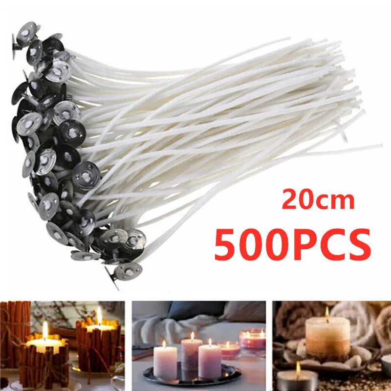 Хлопковый фитиль для свечей Cotton 61 м Черный, 500pcs 20cm Wicks